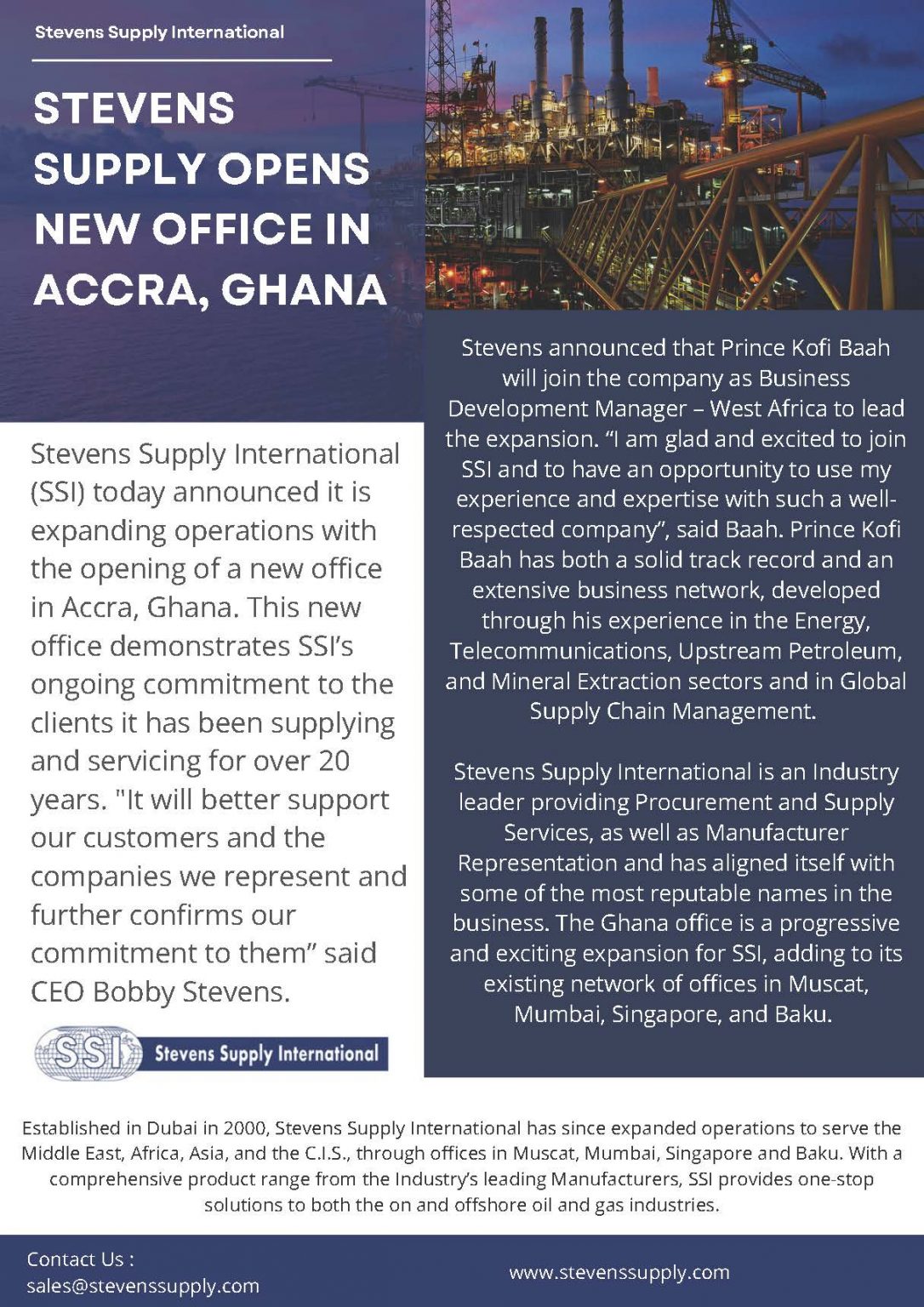 STEVENS SUPPLY OPENS NEW OFFICE IN ACCRA, GHANA – Stevens Supply ...